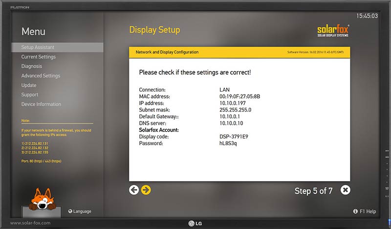 Simple installation and commissioning of the Solar displays - SOLARFOX®